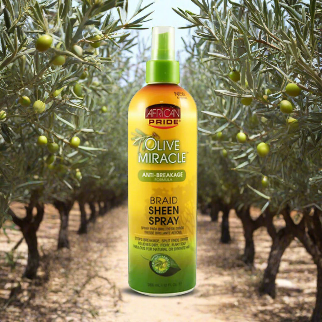 African Pride Olive Miracle Braid Sheen Spray 12 oz – usbeautybazaar